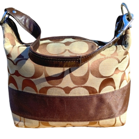 Coach | Bags | Coach Large Signature Monogram Hobo Shoulder Bag | Poshmark